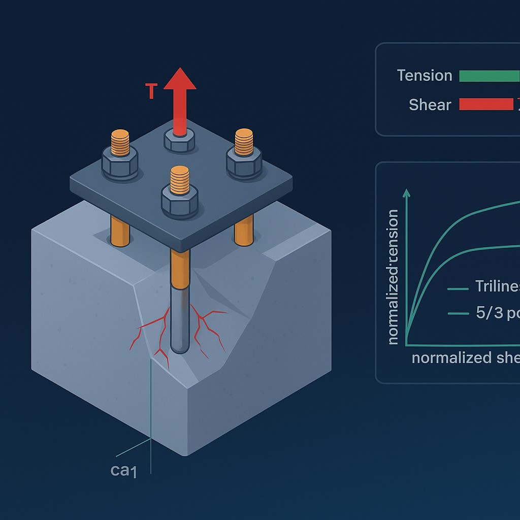 Free Anchor Bolt Tension/Shear Interaction Calculator (ACI 318-19 ...