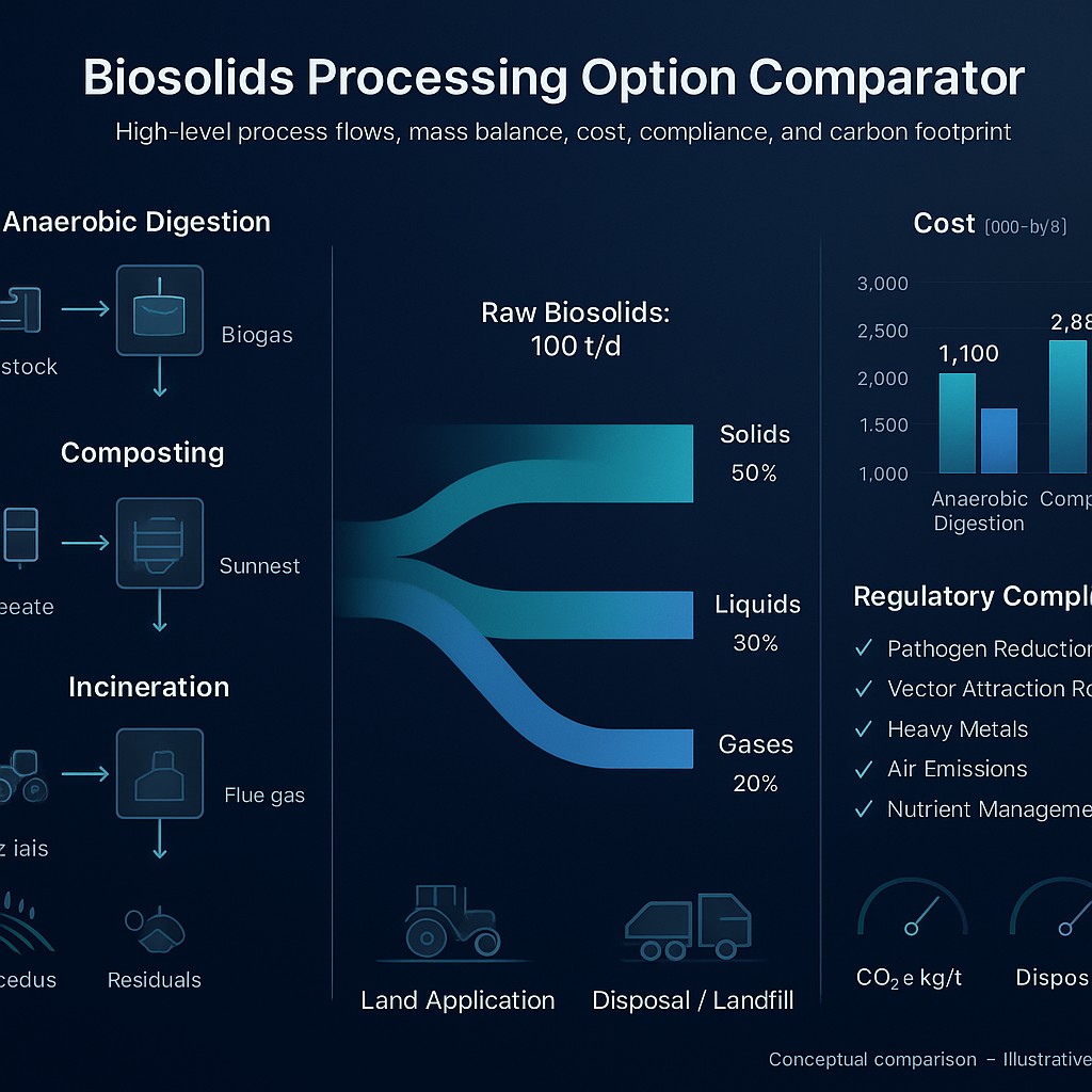 Biosolids Processing Option Comparator | Simulations4All