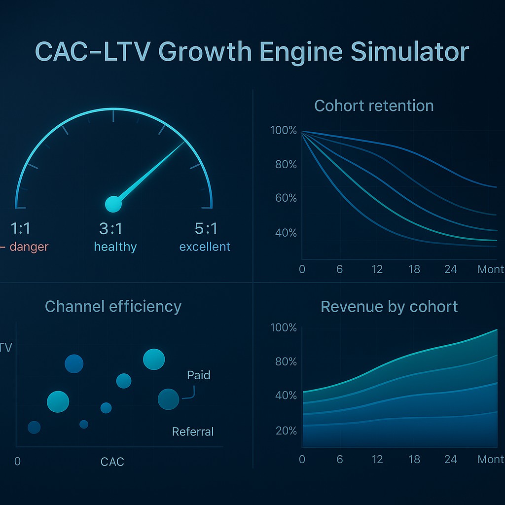 Free CAC-LTV Growth Engine Simulator | Simulations4All