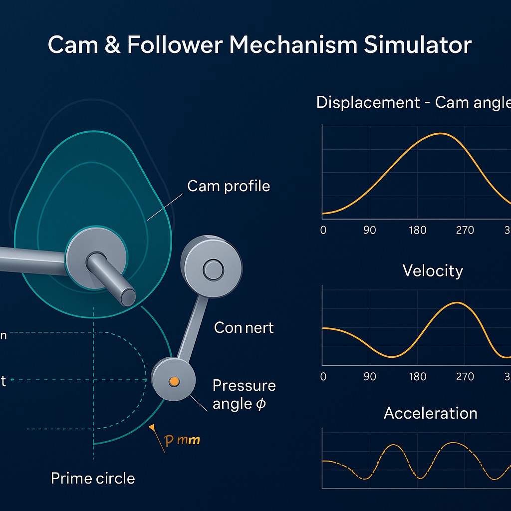 Free Cam and Follower Mechanism Simulator | Simulations4All