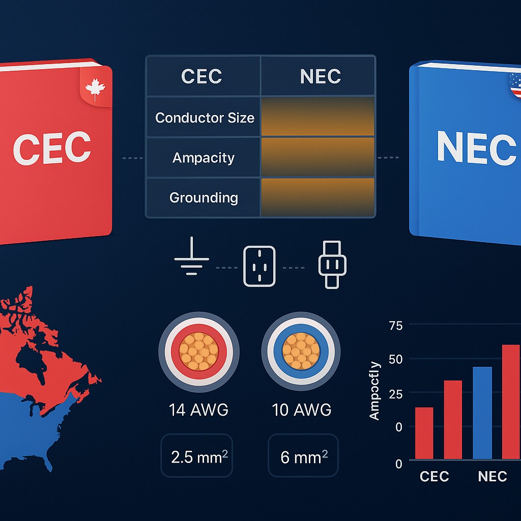 CEC vs NEC Electrical Code Comparison Reference | Simulations4All