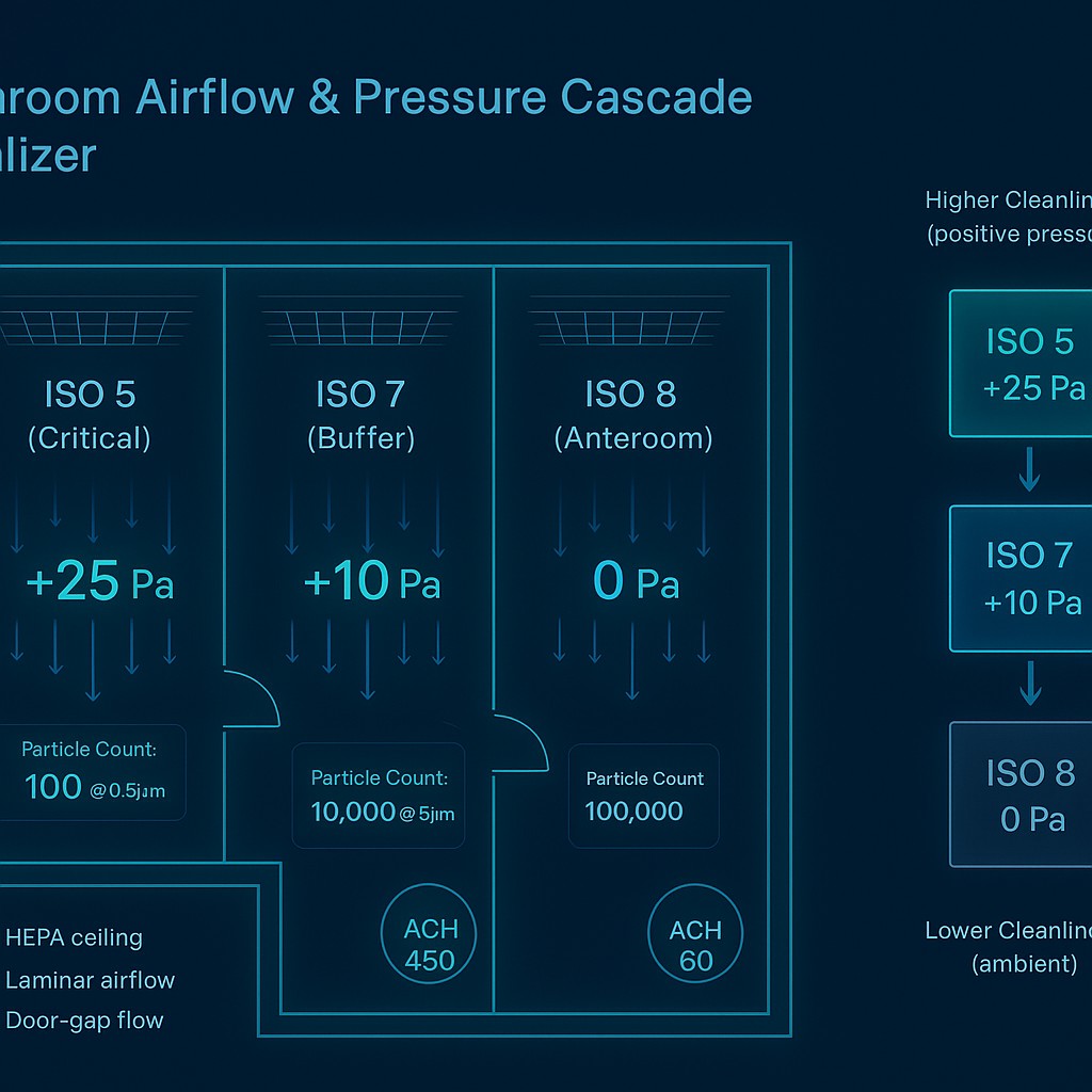 Free Cleanroom Airflow & Pressure Cascade Visualizer | Simulations4All