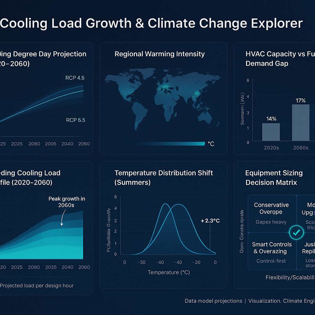 Free Cooling Load Growth Under Climate Change Explorer | Simulations4All