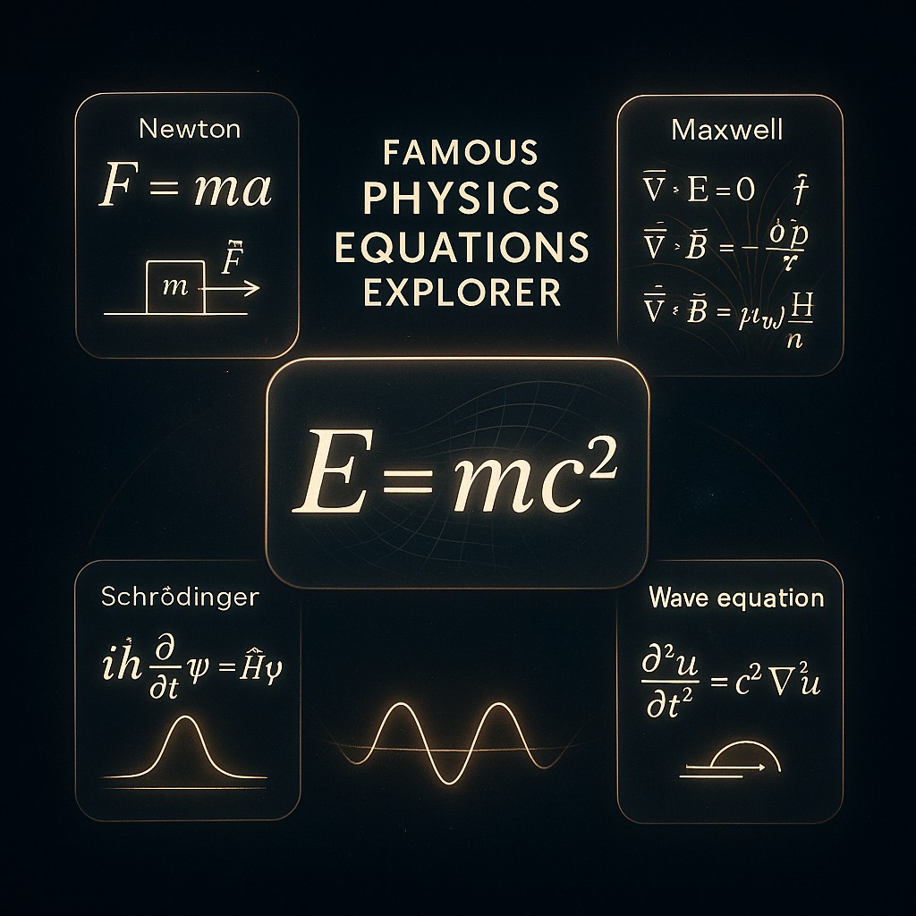 Free Famous Physics Equations Explorer | Simulations4All