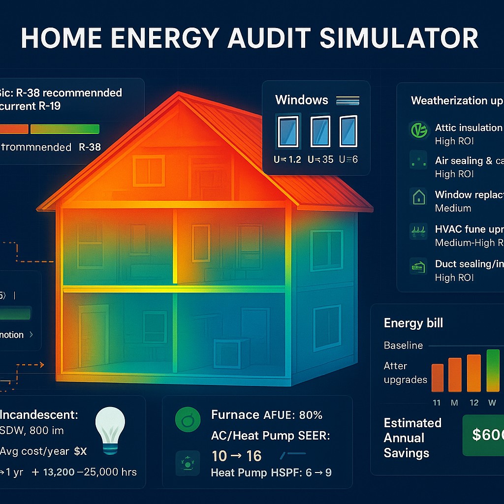 Free Home Energy Audit Simulator: Free DIY Energy Assessment Calculator ...