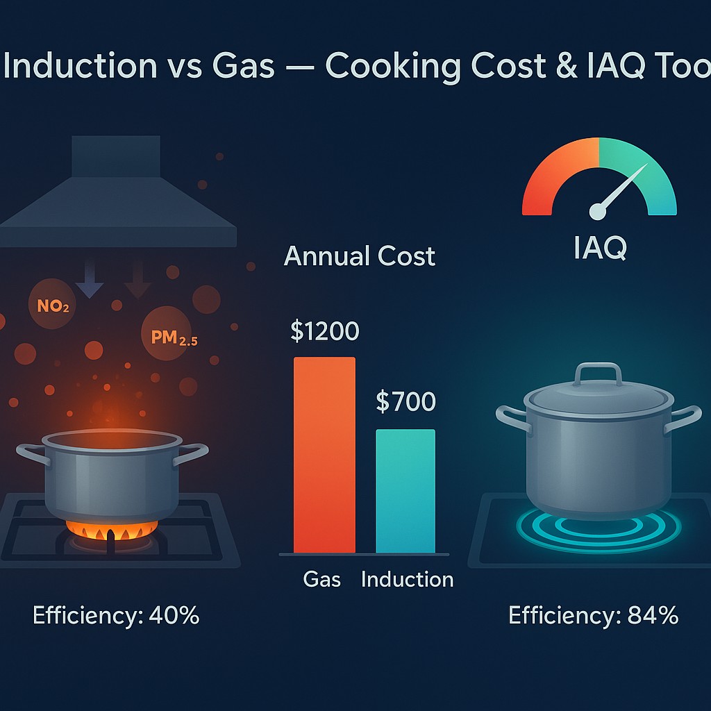 Free Induction vs Gas Cooking Cost & IAQ Tool | Simulations4All