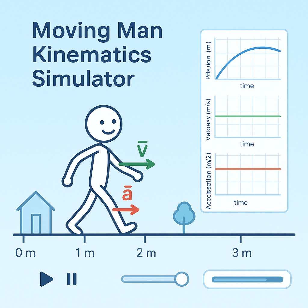 Free Moving Man Simulator: Interactive Position, Velocity, and ...