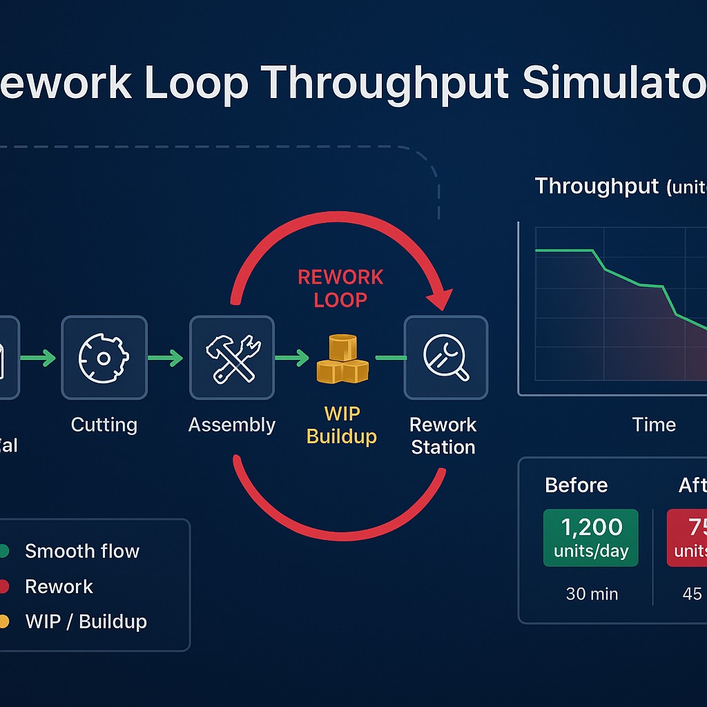 Free Rework Loop Impact on Throughput Simulator | Simulations4All