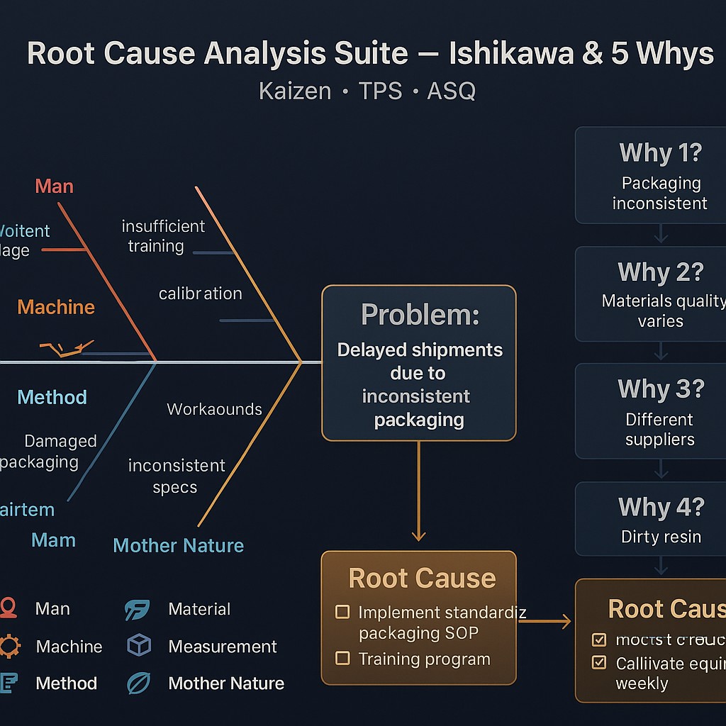 Root Cause Analysis Suite (Ishikawa & 5 Whys) | Simulations4All