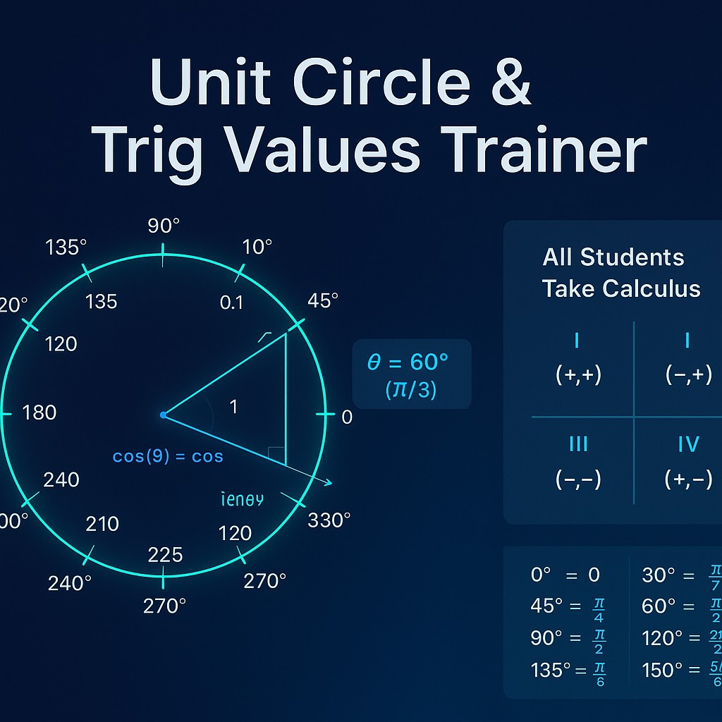 Unit Circle and Trig Values Trainer | Simulations4All