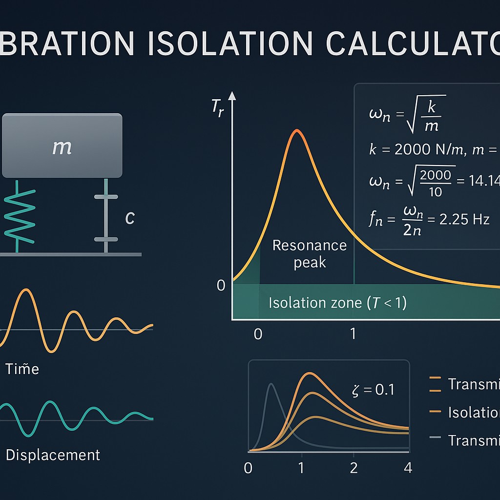 Free Vibration Isolation Calculator: SDOF Transmissibility & Isolator ...